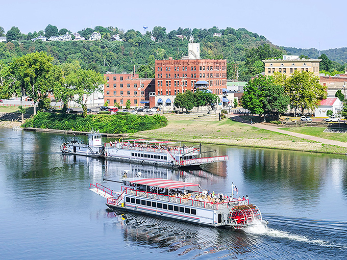 Sternwheelers glide along the Muskingum River, offering passengers a taste of transportation that shaped America's westward expansion&mdash;with considerably better snacks than the pioneers had.