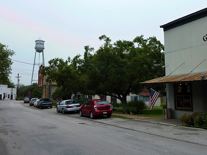 The water tower watches over downtown like a friendly giant, keeping tabs on all the two-stepping and tale-telling below.