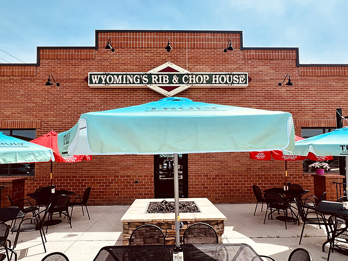 The brick fa&ccedil;ade of Wyoming's Rib & Chop House welcomes hungry travelers with its promise of hearty Western fare and that outdoor fire pit? Pure genius.