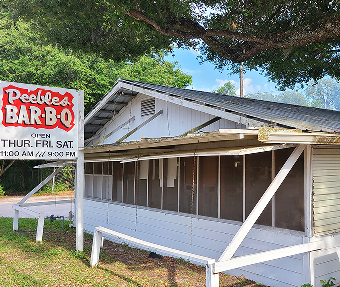 The unassuming white building that houses Peebles Bar-B-Q might not win architectural awards, but inside awaits barbecue that deserves its own trophy case.