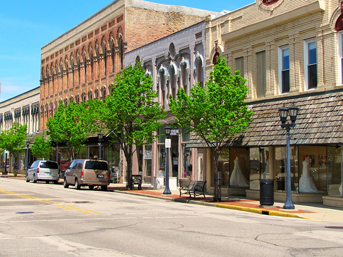 Historic downtown streets where architecture still remembers what craftsmanship means and time moves at walking speed.