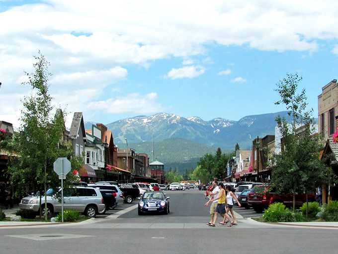 Downtown Whitefish stretches before you like a movie set, where mountain views and charming storefronts create that perfect small-town magic you thought only existed in fiction.