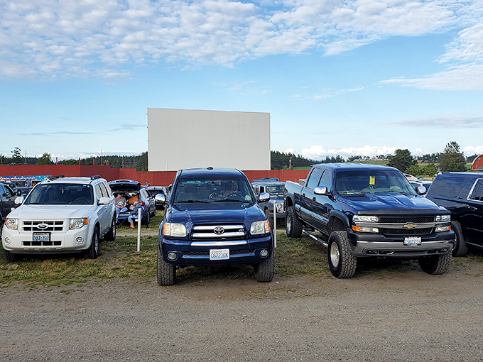 Trucks and SUVs stake their claim on prime real estate&mdash;because at a drive-in, your parking spot is your theater seat.