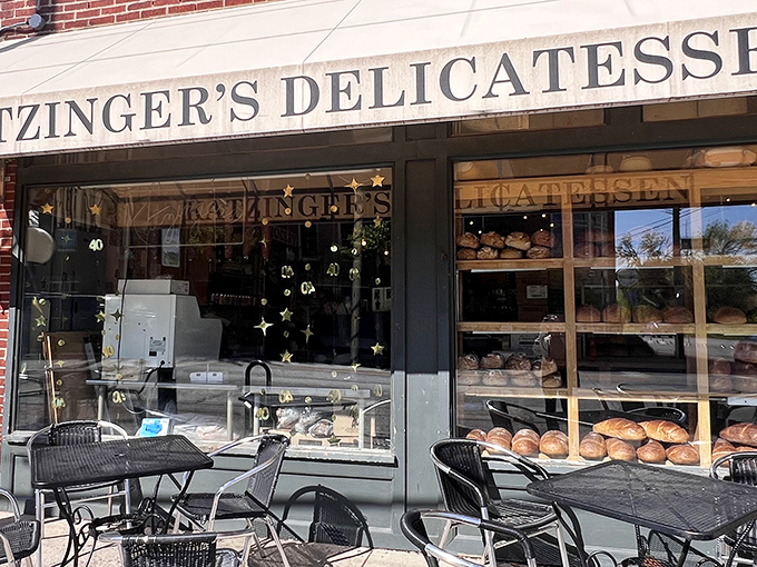 The storefront that launched a thousand cravings. Katzinger's brick exterior and outdoor seating offer the first hint that sandwich nirvana awaits inside.