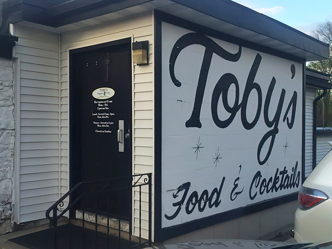 The unassuming entrance to Toby's beckons like a lighthouse for hungry souls. Wisconsin supper club magic awaits behind that door.