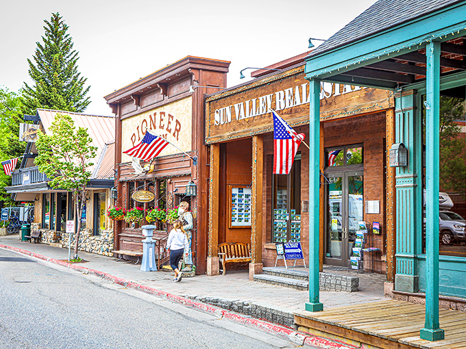 The weathered wood facade and vintage signage transport you straight to Idaho's mining era without a time machine required.
