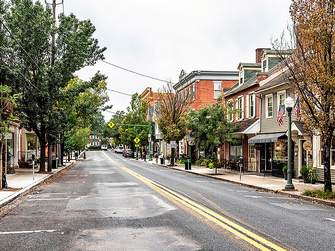 Main Street Lititz stretches before you like a Norman Rockwell painting come to life, where even the yellow lines seem to slow down and relax.