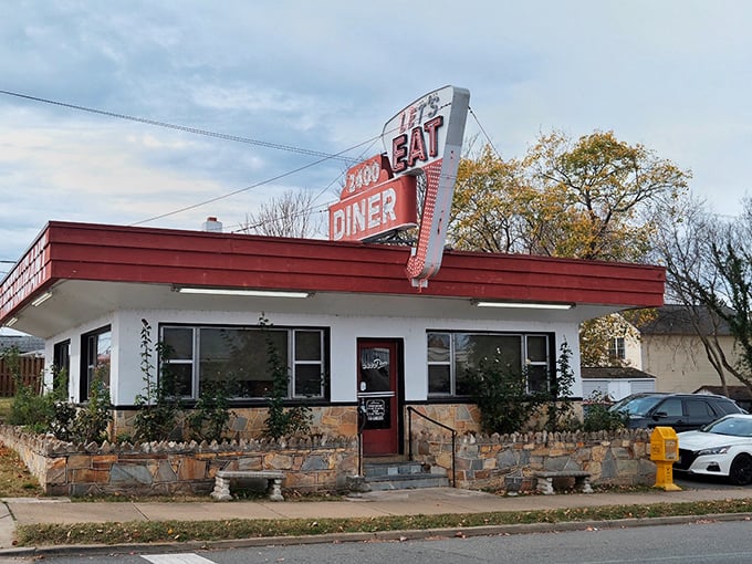 This classic diner, with its retro sign, is ready to serve up some comforting, delicious food! Love this local gem.