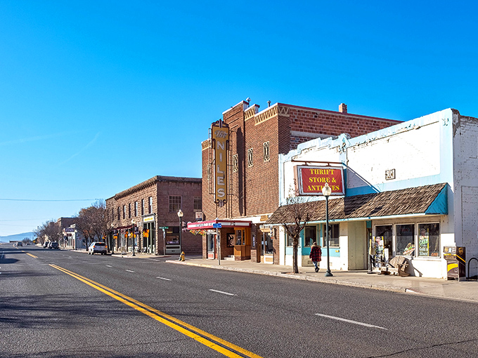 Main Street Alturas, where the historic Niles Theater stands as a reminder that entertainment existed before Netflix, and community still matters more than bandwidth.