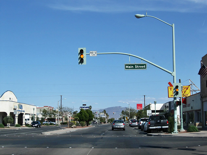 Main Street stretches toward distant mountains, offering that classic small-town vibe where nobody's in a hurry and everybody might just know your name.