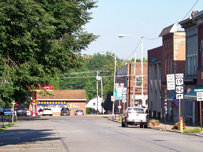 Mercer's main street captures that perfect small-town vibe where traffic jams involve three cars and everyone still waves at each other.