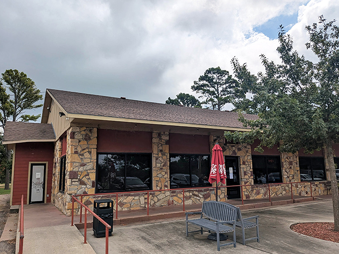 That rustic stone facade isn't trying to impress anyone – it just knows it's got the goods inside.