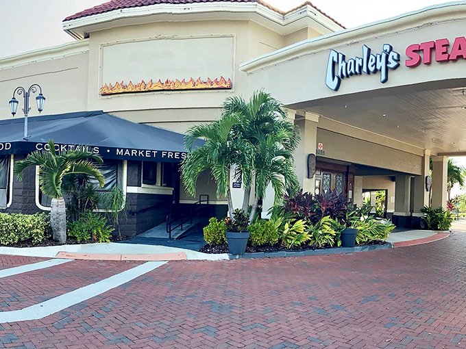 The unassuming exterior hides some of the finest steaks in Orlando, flanked by cheerful palms and Florida sunshine.