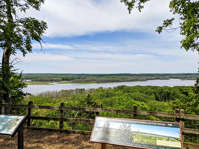 The entrance sign welcomes you to a world where Illinois suddenly remembers it can do dramatic landscapes too. Mother Nature showing off her Midwest muscles.