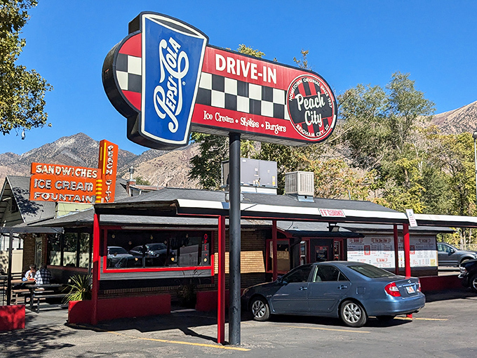 Americana doesn't get more authentic than this &ndash; Peach City's checkerboard sign has been stopping traffic and starting appetites for generations in Brigham City.