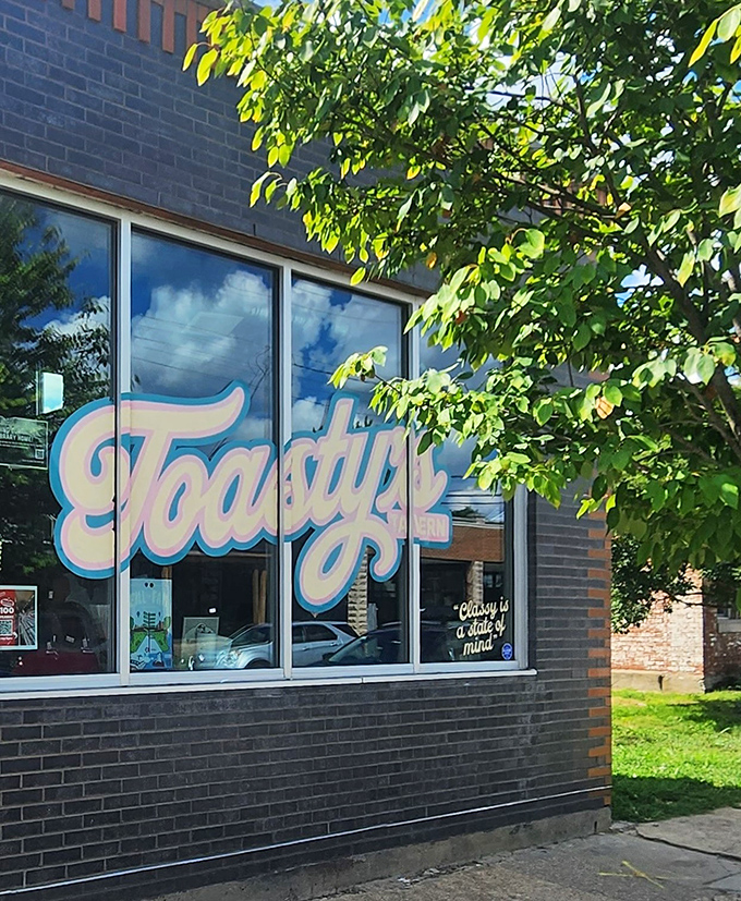 That retro neon sign isn't just a logo&mdash;it's a promise of good things to come. "Classy is a state of mind" indeed.