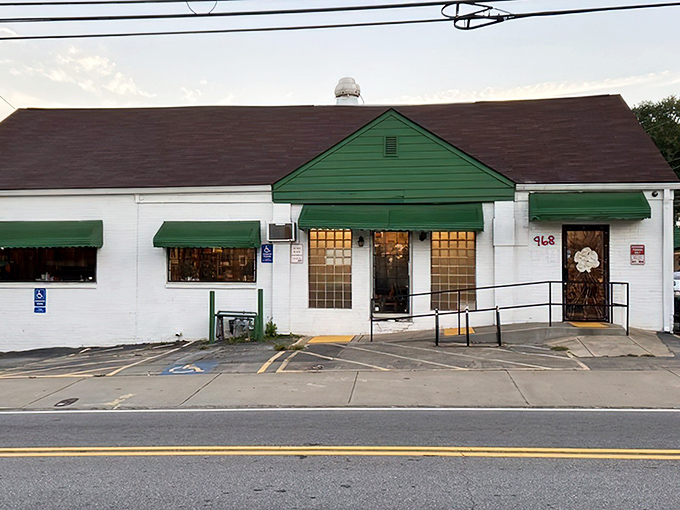 Step inside and discover a white-and-green cottage that feels like your favorite aunt's kitchen got a restaurant license.