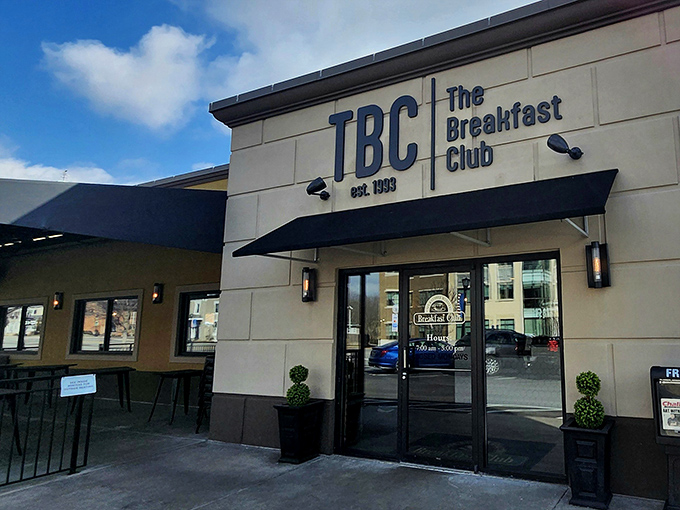 TBC's welcoming entrance promises morning magic behind those doors. The only membership requirement? A healthy appetite.
