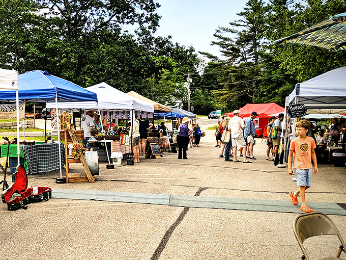 The market's colorful canopies create a patchwork of possibilities, where every tent promises a new discovery and friendly conversation.