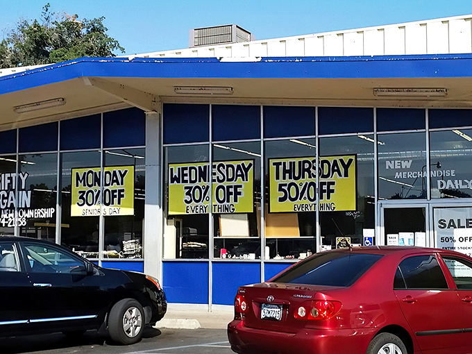 Those weekly discount signs aren't just decoration&mdash;they're a thrifter's calendar, marking the days when your dollars stretch even further than usual.