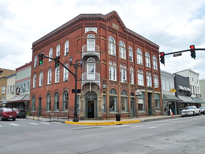 Downtown Lewisburg's historic facades stand like a perfectly preserved film set, where modern businesses thrive behind 19th-century architectural elegance.