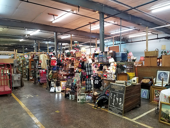 Every aisle at Wind Gap's Indoor Flea Market tells a story. This booth's colorful collection of vintage clothing, toys, and knickknacks is just the beginning of your treasure hunt.