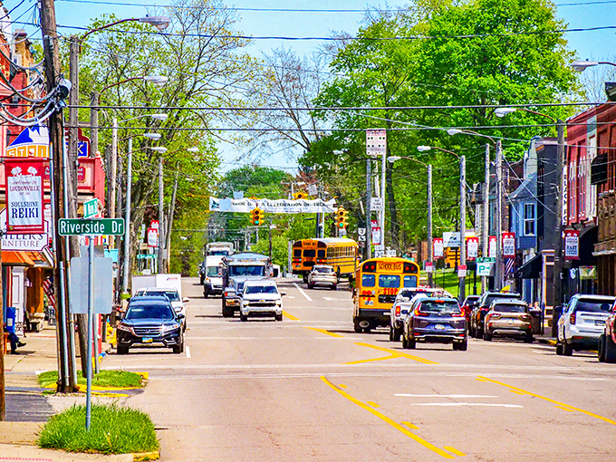 Main Street Loudonville stretches out like a postcard from America's best-kept secret, complete with charm and yellow school buses.