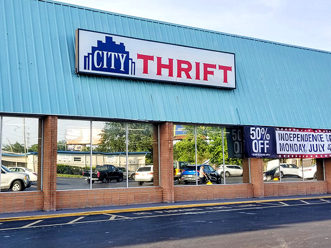 Sale banners flutter in the Florida breeze, announcing discounts that would make even the most reluctant thrifter slam on the brakes.