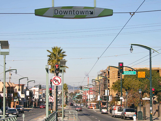 Downtown Oakdale welcomes you with that perfect small-town charm &ndash; where traffic lights are suggestions and palm trees stand taller than most big-city attitudes.