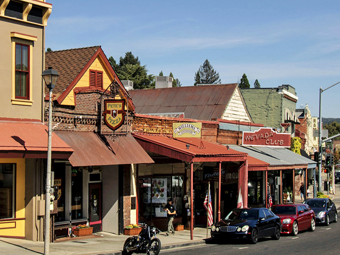 Downtown Grass Valley's historic storefronts transport you to the Gold Rush era, complete with the iconic Nevada Club sign that's been welcoming visitors since long before Instagram existed.