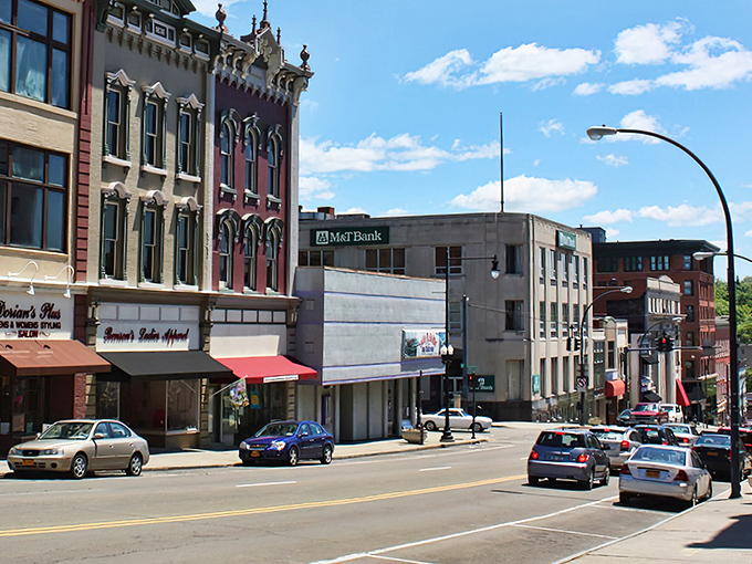 Downtown Jamestown's historic architecture whispers stories of prosperity while modern life hums along these charming streets.