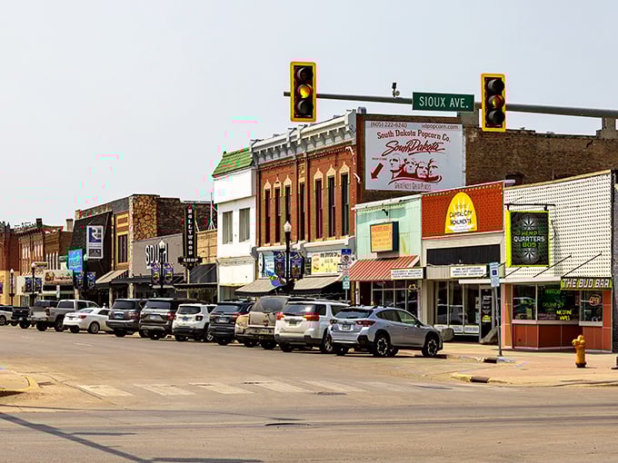 Sioux Avenue showcases Pierre's vibrant downtown, where colorful storefronts invite exploration and the traffic lights rarely change.