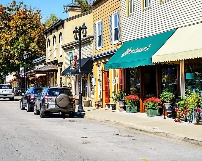 Railroad Street's colorful awnings and flower boxes aren't just decorative—they're Midway's way of rolling out the welcome mat with style.