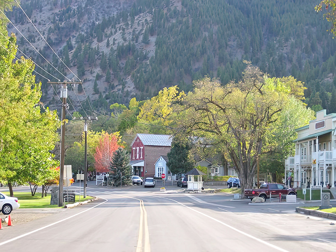 Main Street magic! Genoa's tree-lined roads and mountain backdrop create the kind of postcard-perfect scene that makes you want to cancel your return flight.