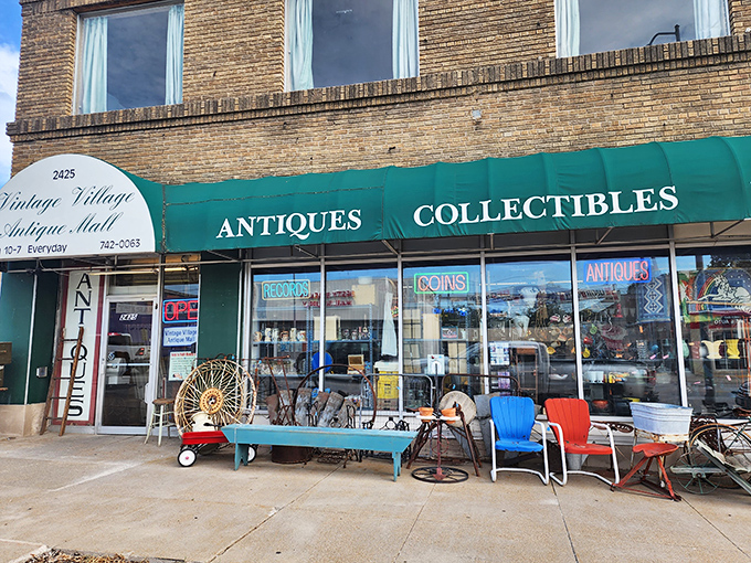 Those colorful vintage lawn chairs aren't just waiting for customers&mdash;they're auditioning for roles in your next backyard barbecue memory.