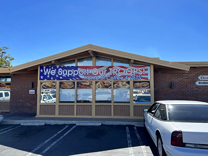 Crazy Otto's unassuming exterior boldly proclaims its Guinness World Record status, beckoning hungry travelers to step inside.