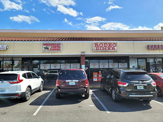 Morning sunshine bathes the exterior of this local treasure, where Florida regulars have been lining up for decades to get their comfort food fix.