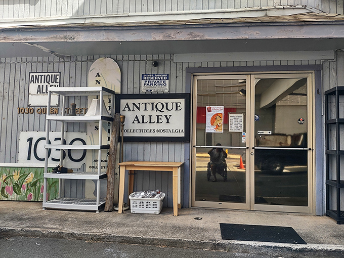 The unassuming exterior of Antique Alley belies the treasures within, like a poker player with four aces and a perfectly straight face.