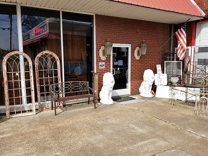 Guardian lions flank the entrance like sentinels of nostalgia, silently promising adventures in time travel without the complicated physics.