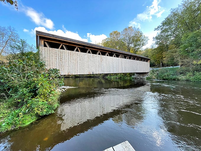 White's Bridge reflects its timeless beauty in the Flat River, a perfect Michigan postcard waiting to be discovered.
