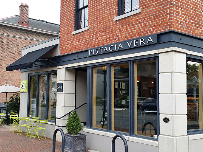 The historic brick fa&ccedil;ade of Pistacia Vera stands proudly on a corner in German Village, like a sentinel guarding buttery treasures within.