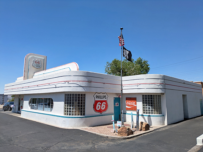Pull up a chair and enjoy the classic vibe at Albuquerque's iconic Route 66 Diner. A perfect stop!