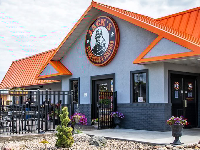 That iconic orange roof and welcoming entrance say it all &ndash; Jack's isn't just a restaurant, it's a Bismarck landmark waiting to be discovered.