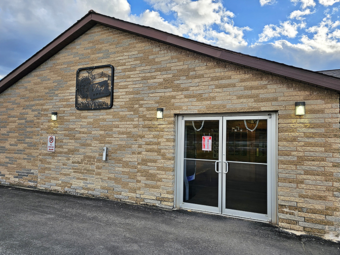 The side entrance to Fry Bros showcases the rustic stone construction that perfectly complements the restaurant's authentic Pennsylvania charm.