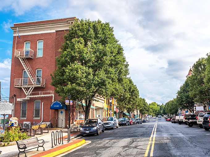 Tree-lined streets and historic brick buildings create the perfect backdrop for an afternoon stroll. The kind of Main Street that chain stores haven't figured out how to replicate.
