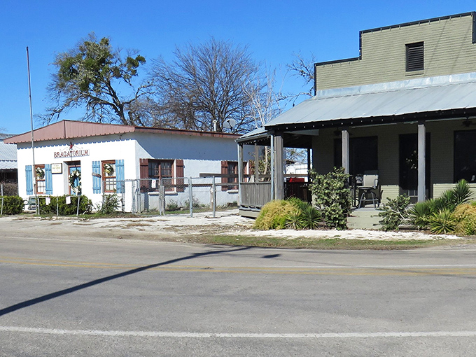 Historic storefronts line Round Top's main street, showcasing the town's preserved charm that transports visitors to a simpler time.