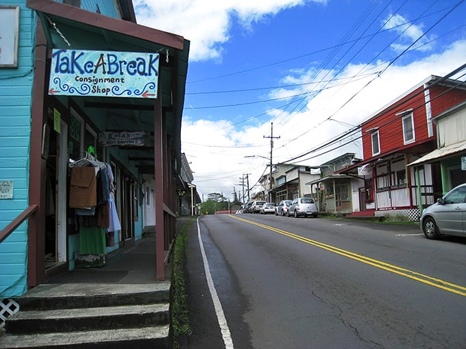 Pahoa's main street feels like stepping into a time machine &ndash; colorful wooden storefronts with character that money can't manufacture.