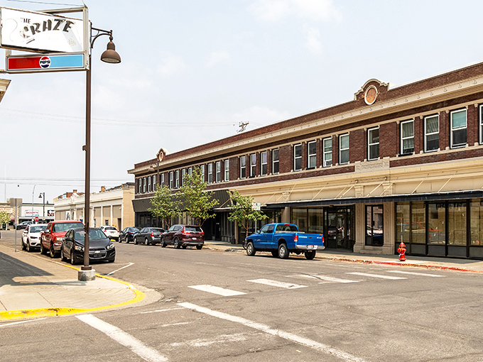 The Praze building stands as a testament to Rexburg's historic preservation, where parking spots are plentiful and stress levels are delightfully low.