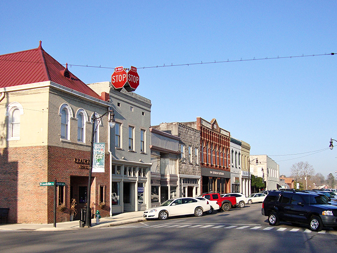 Downtown Corinth's historic buildings stand like sentinels of Southern charm, where red-roofed corners and stop signs are the closest thing to traffic jams.