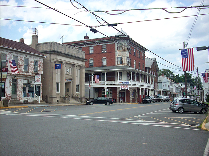 The historic Doyle Hotel stands proudly on Market Street, a three-story testament to simpler times and weary hikers' dreams of a real mattress.